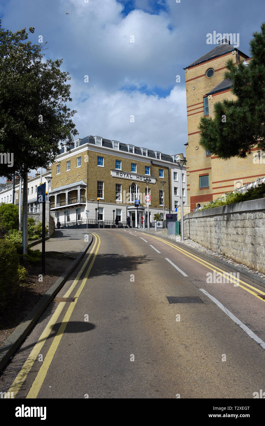Pier Hill road rising up to Royal Hotel, High Street and Royal Terrace ...