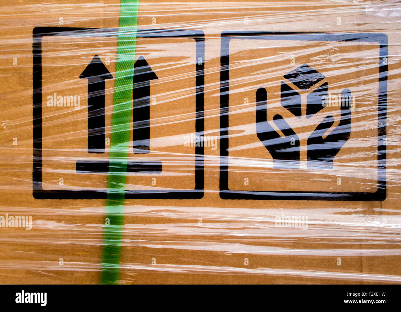 Symbol on cardboard box warning hi-res stock photography and images - Alamy