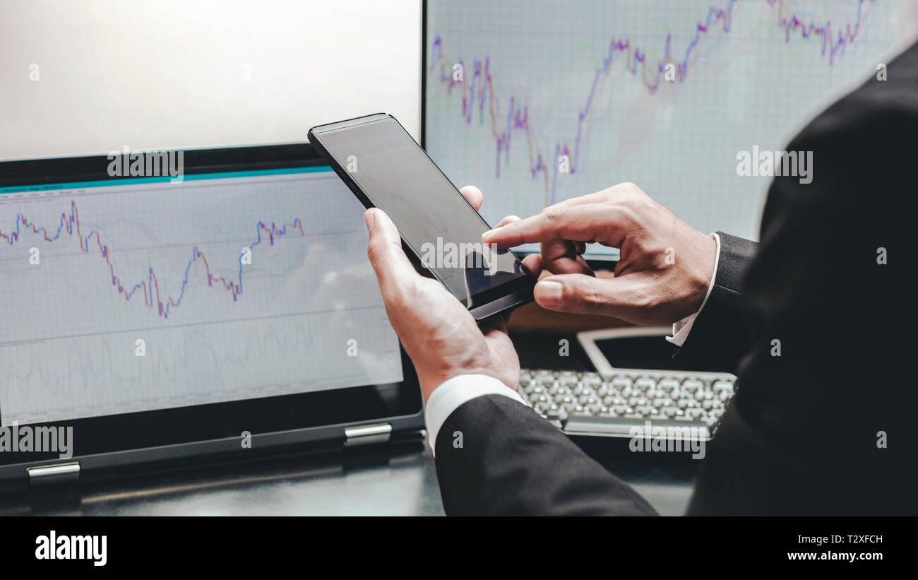 Every device can trade stocks concept. businessman can do it ...