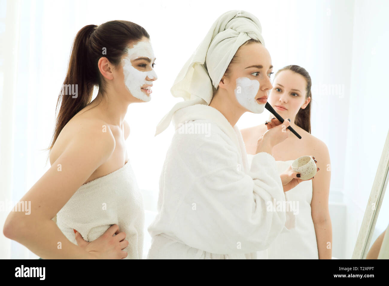 Group of best friends in spa Stock Photo - Alamy