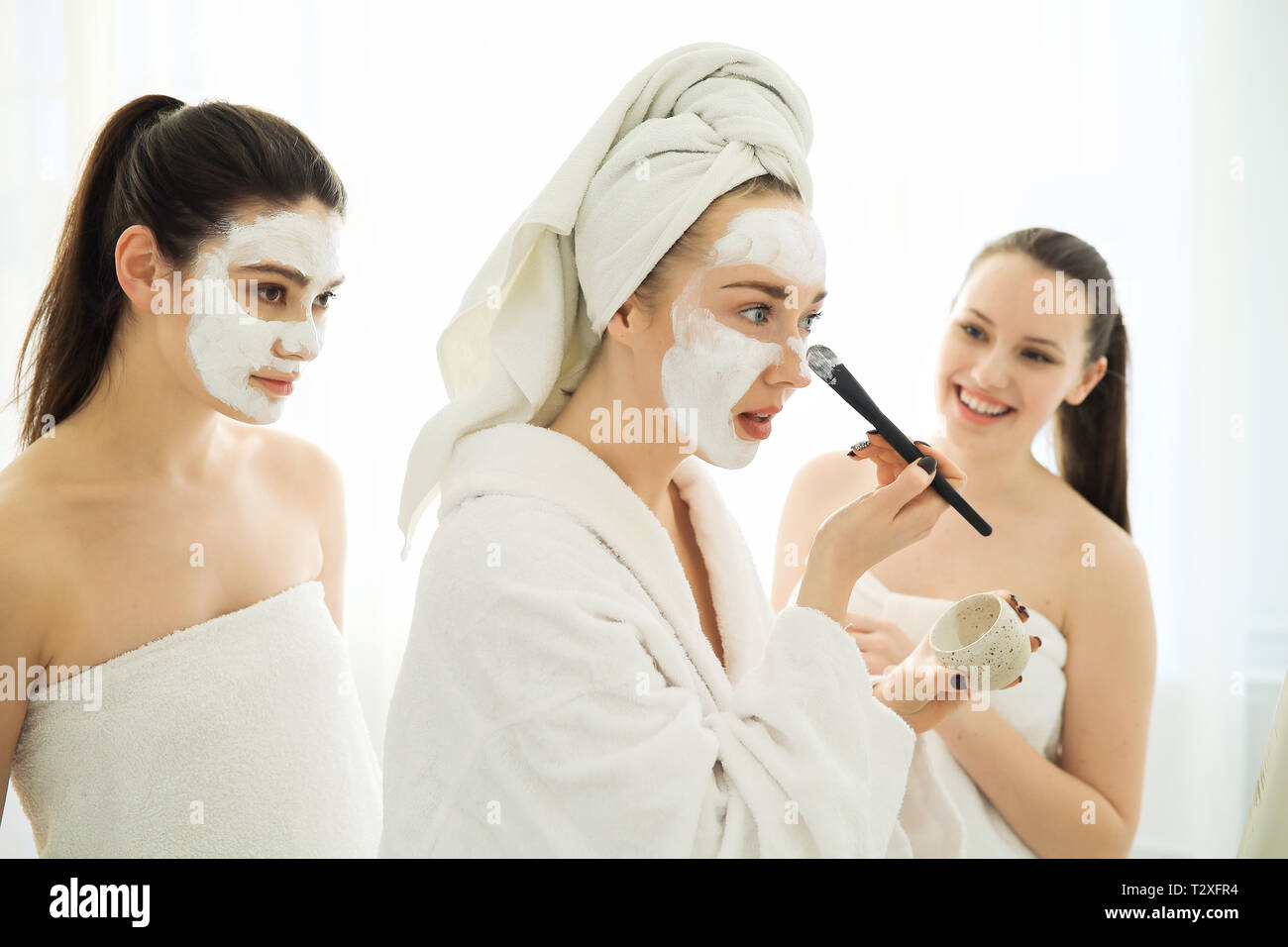 Group of best friends in spa Stock Photo - Alamy