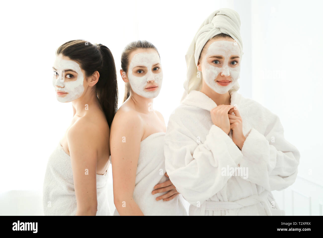 Group of best friends in spa Stock Photo - Alamy