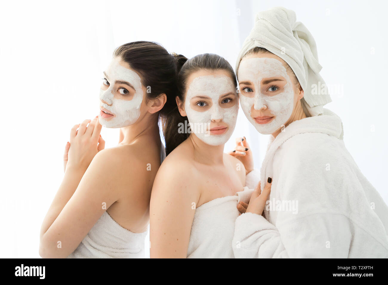 Group of best friends in spa Stock Photo - Alamy