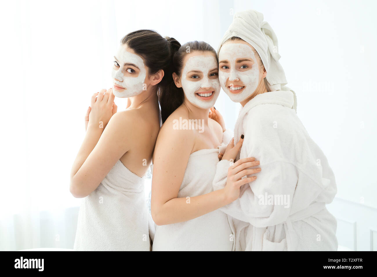 Group of best friends in spa Stock Photo - Alamy