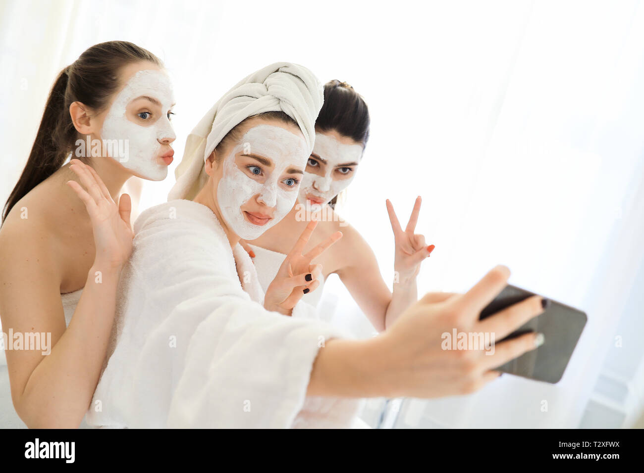 Group of best friends in spa Stock Photo - Alamy