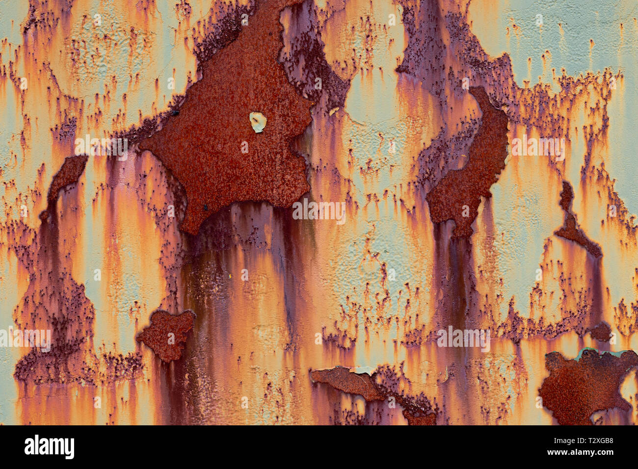 Rusting painted metal panel forming abstract patterns Stock Photo - Alamy