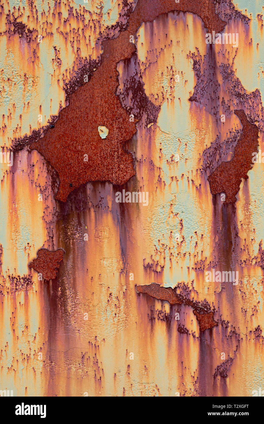 Rusting painted metal panel forming abstract patterns Stock Photo - Alamy
