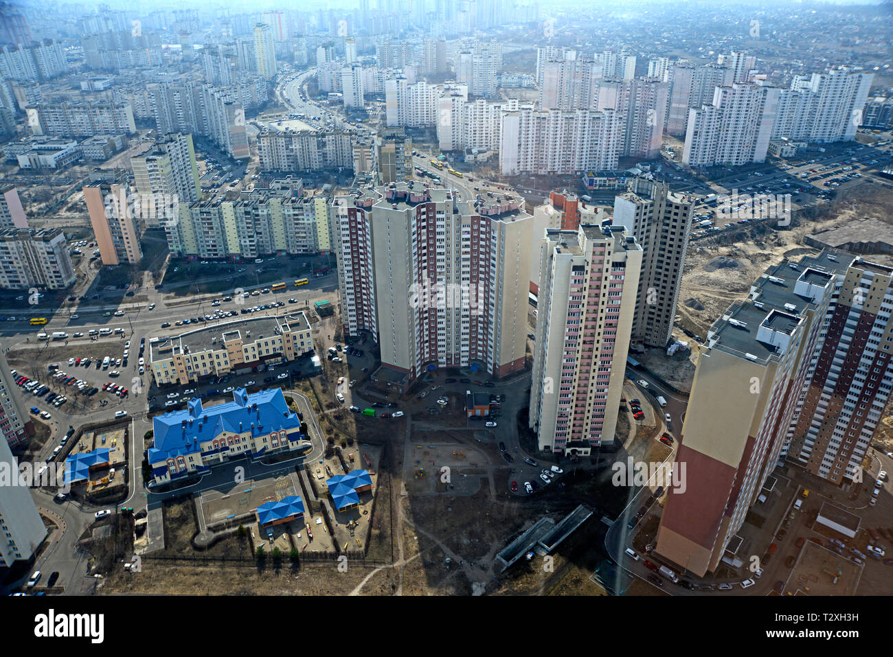 Helicopter flying. Aerial view of Kyiv, Ukraine Stock Photo - Alamy