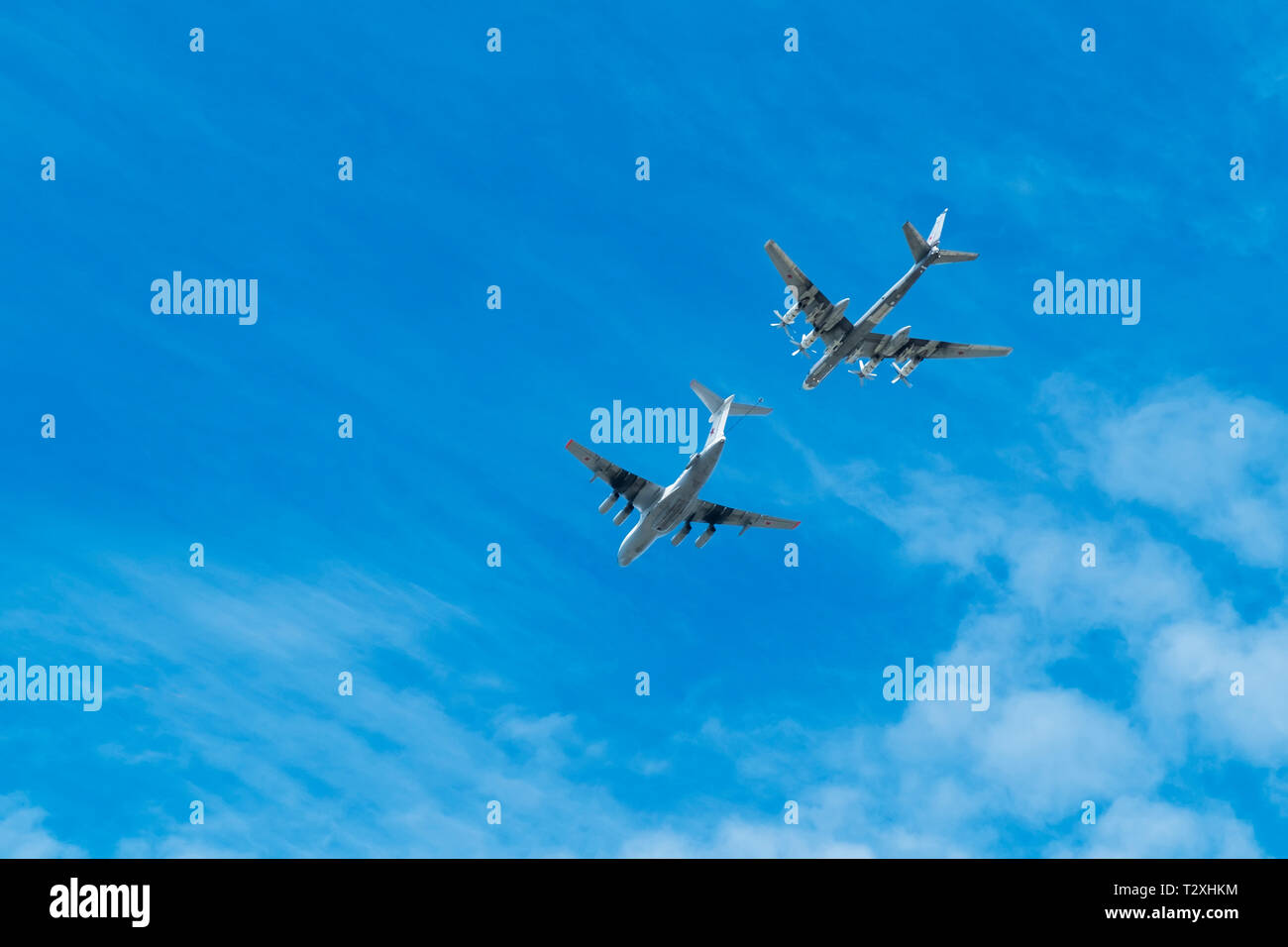 Air tanker Ilyushin IL-78 and Strategic bomber Tu-95 "Bear" simulate in ...