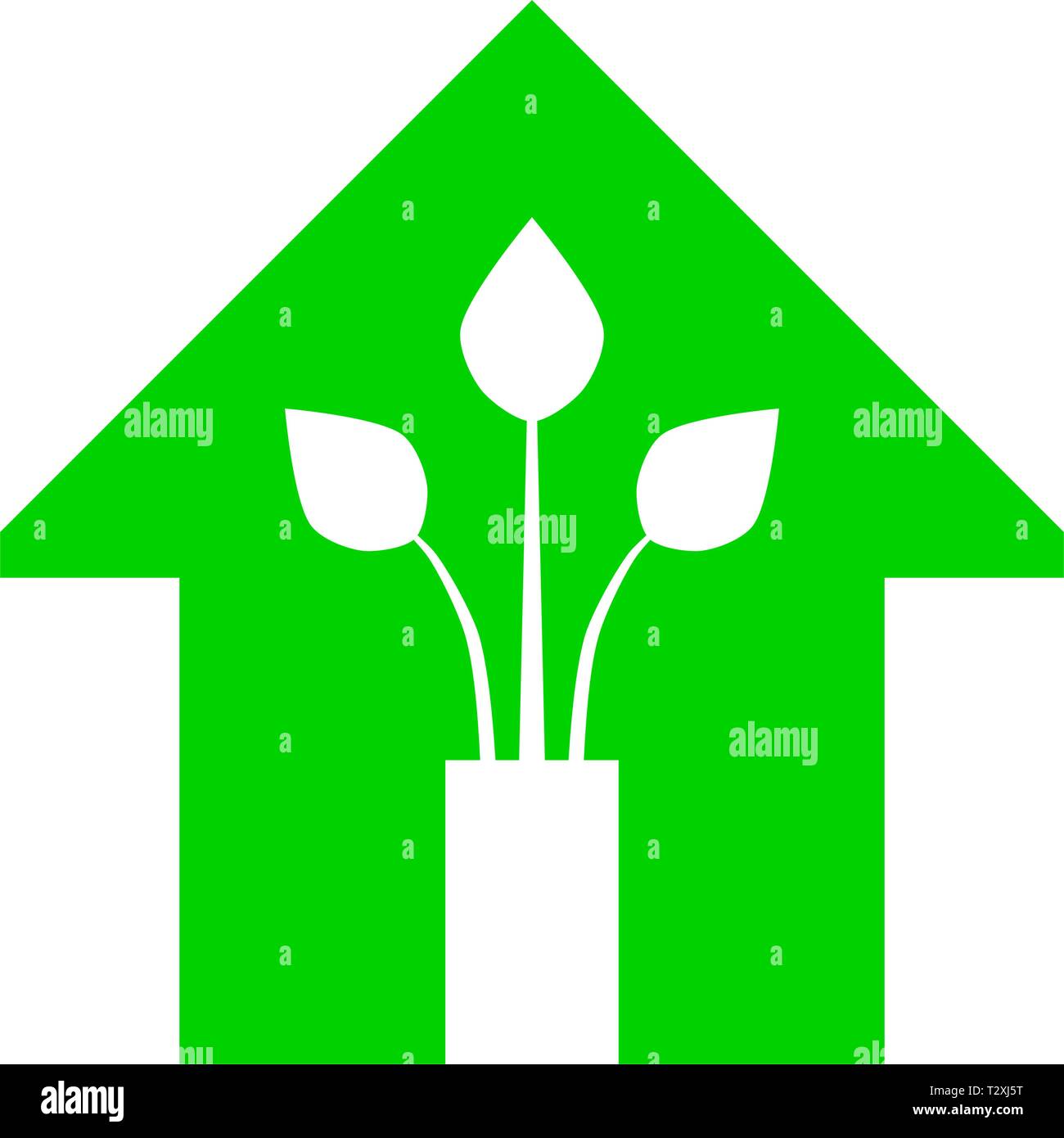 Eco house - green home icon - green, isolated - vector illustration ...