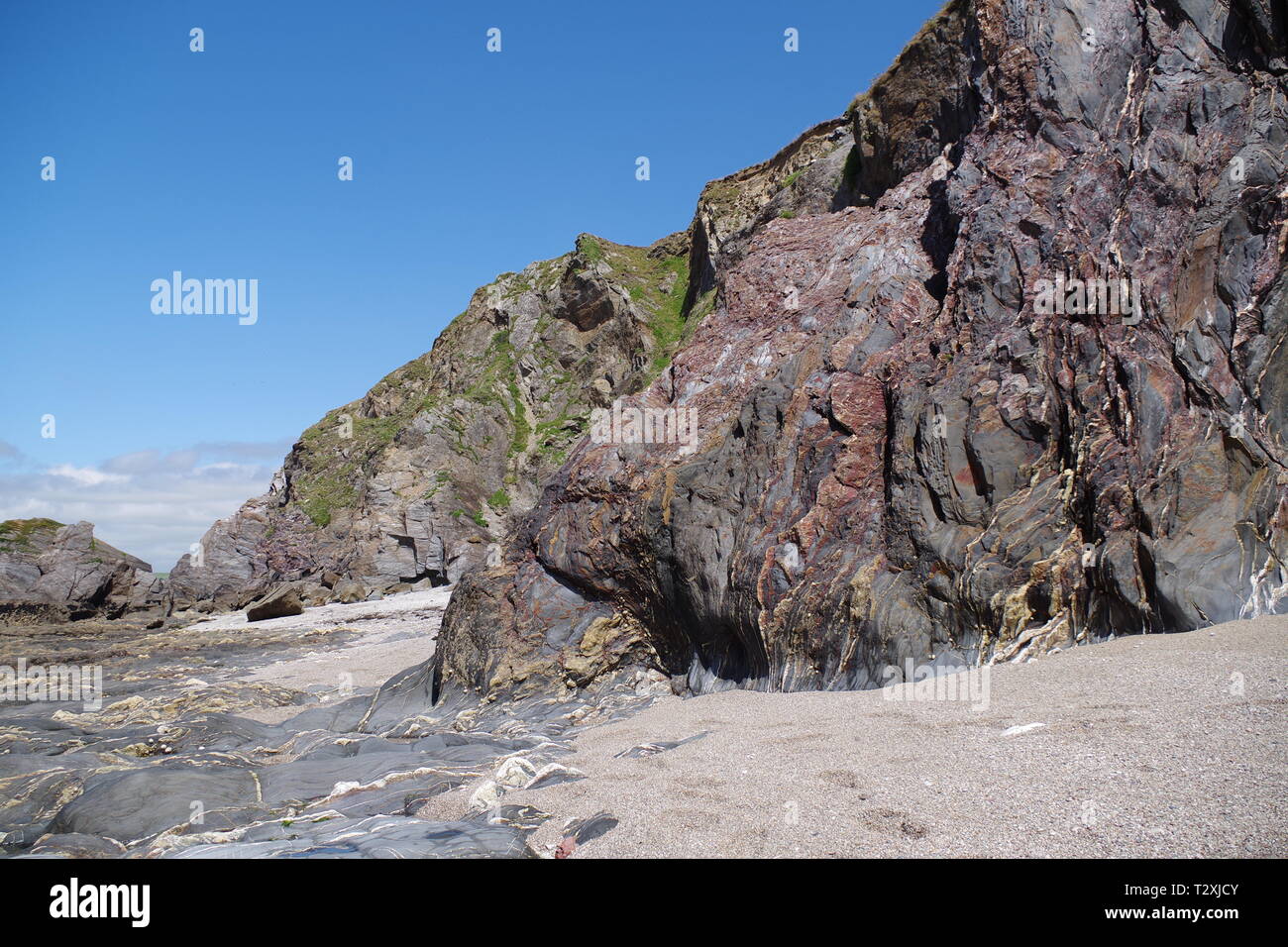 Rugged Rocky Seascape of Devonian Slate Geology, looking towards ...