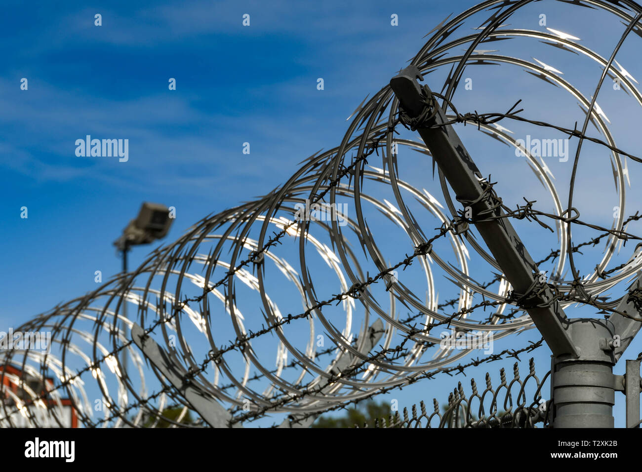 LAS VEGAS, NEVADA, USA - FEBRUARY 2019: Close up of coils of razor wire ...