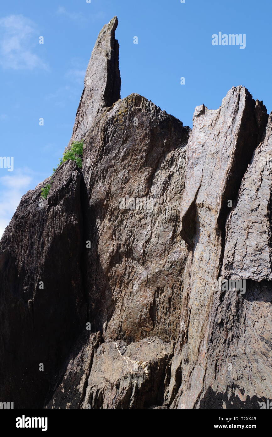 Slate Sea Stack at Woolman Point, Hope Cove, South Devon, UK Stock ...