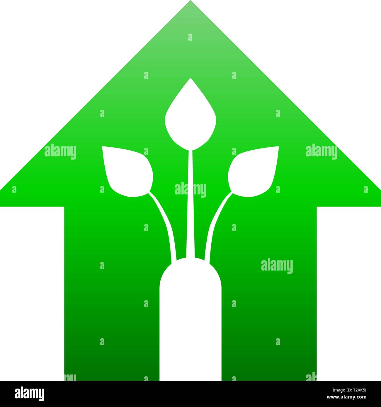 Eco house - green home icon - green gradient, isolated - vector ...