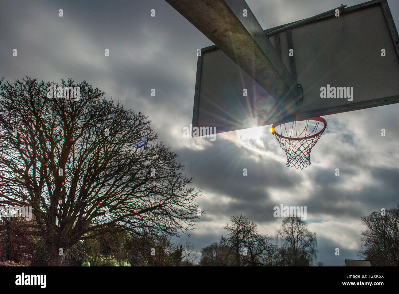 basketball net and backboard with beautiful sky background in ...