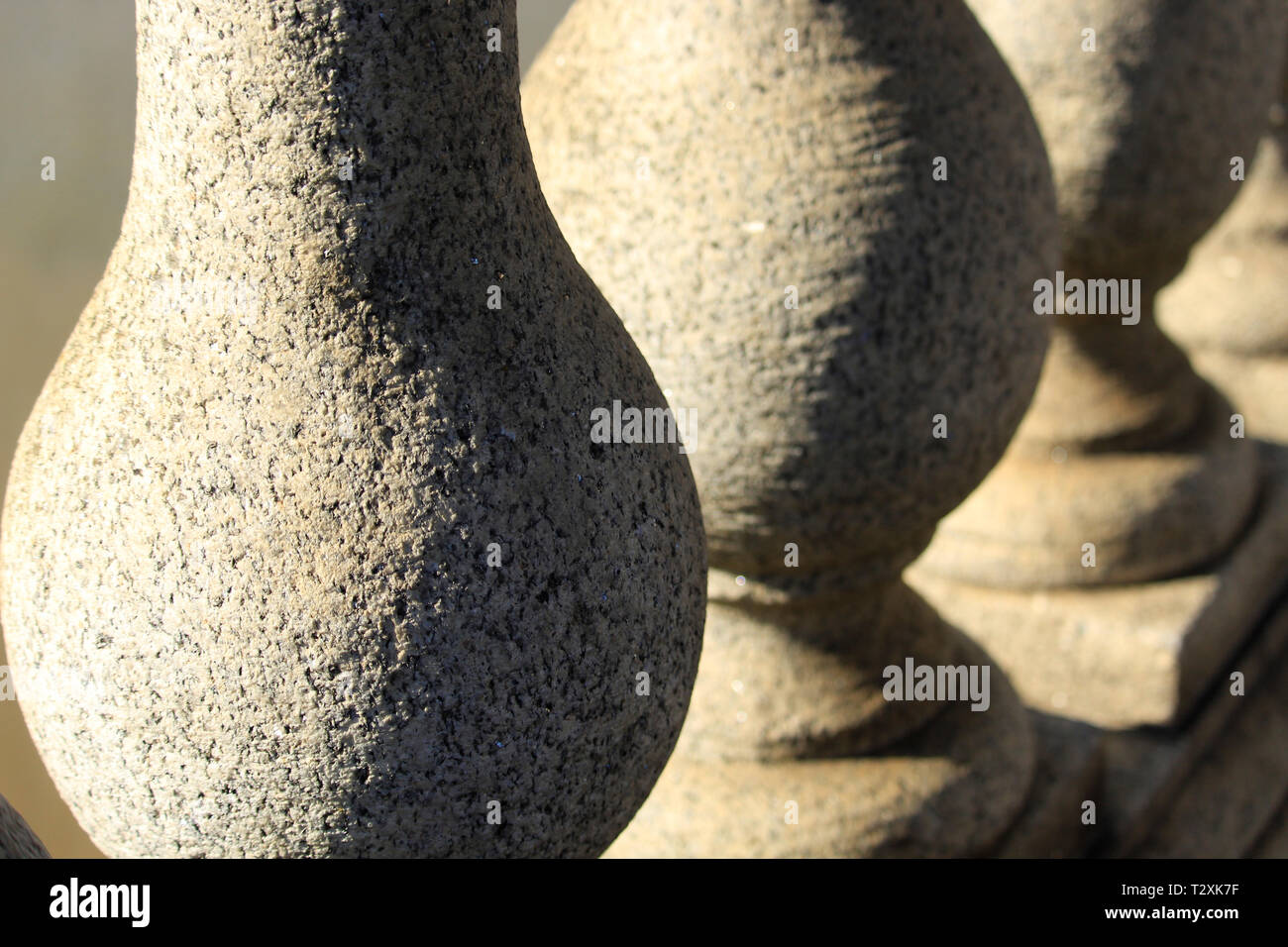 Round stone pillars along a bridge Stock Photo - Alamy