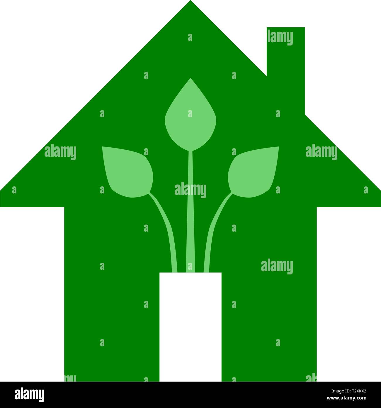 Eco house - green home icon - green, isolated - vector illustration ...