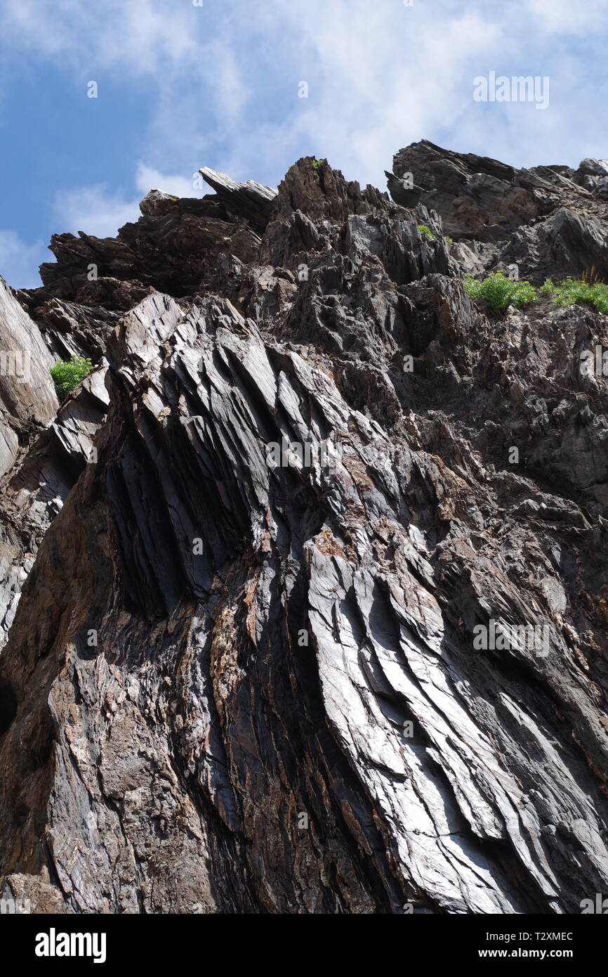 Slate Sea Stack at Woolman Point, Hope Cove, South Devon, UK Stock ...