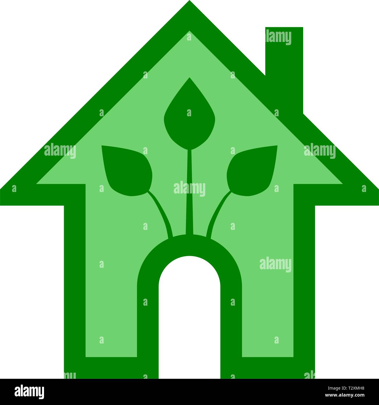 Eco house - green home icon - green outline, isolated - vector ...