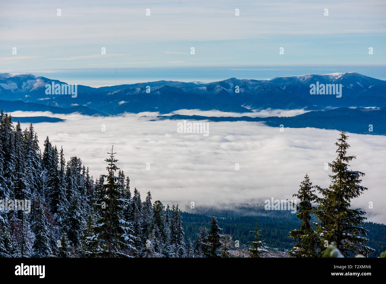 snow covered mountain peaks and tourist trails in slovakia tatra ...
