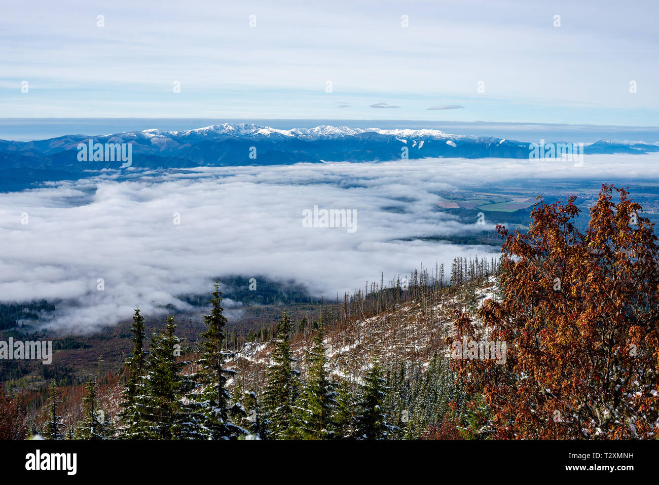 snow covered mountain peaks and tourist trails in slovakia tatra ...