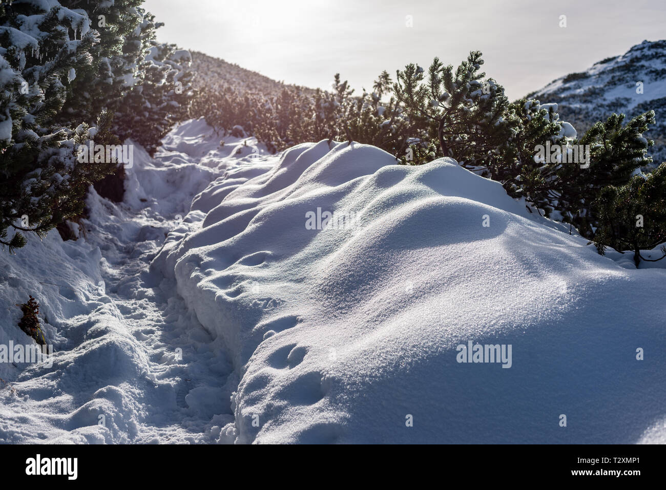 snow covered mountain peaks and tourist trails in slovakia tatra ...