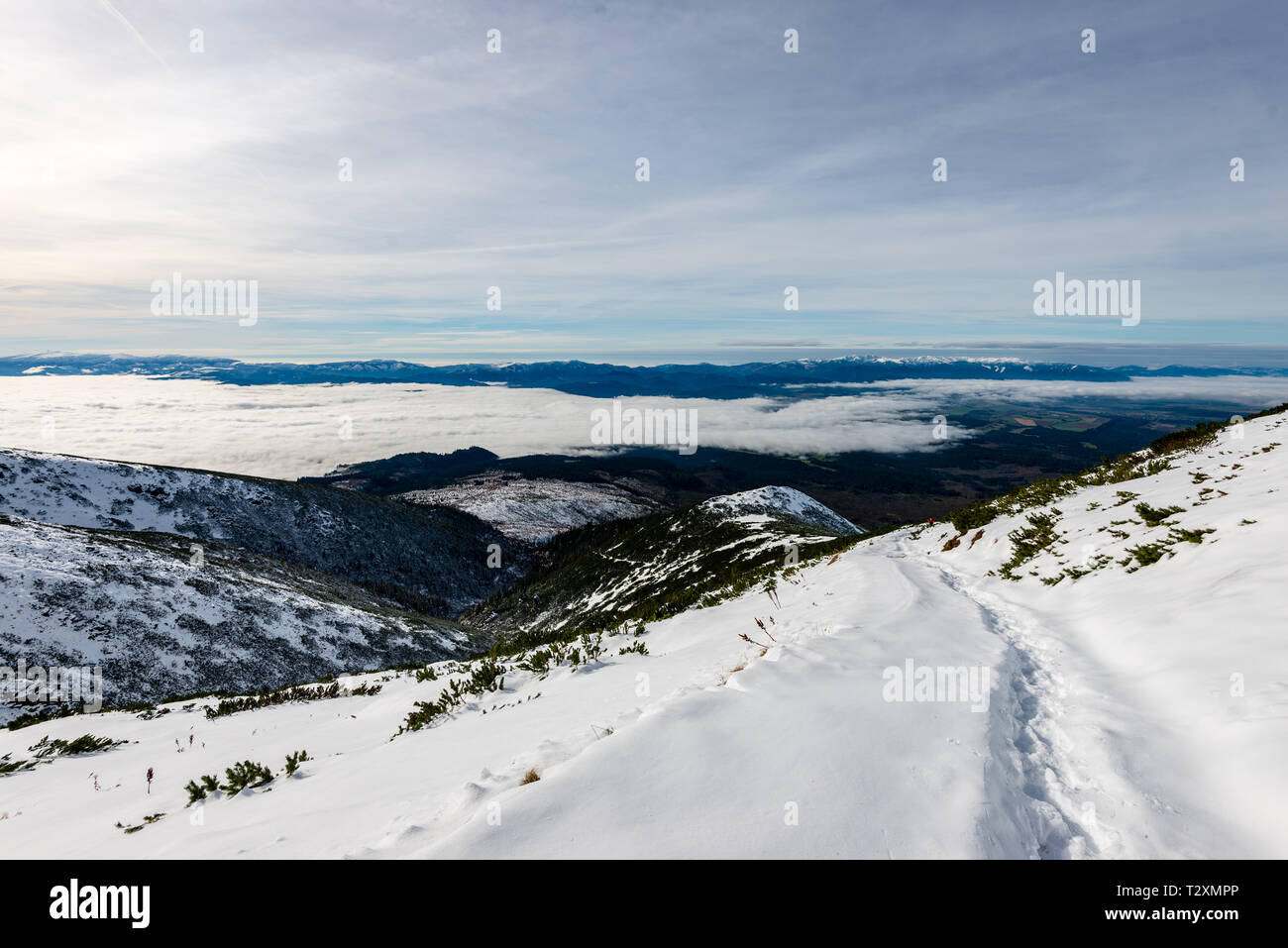 snow covered mountain peaks and tourist trails in slovakia tatra ...