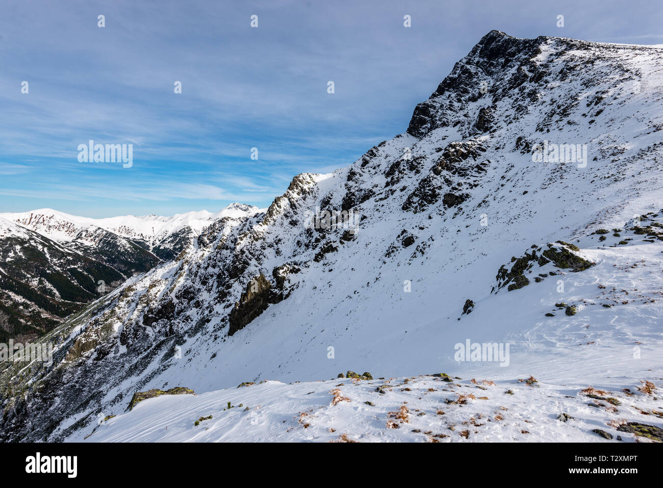 snow covered mountain peaks and tourist trails in slovakia tatra ...