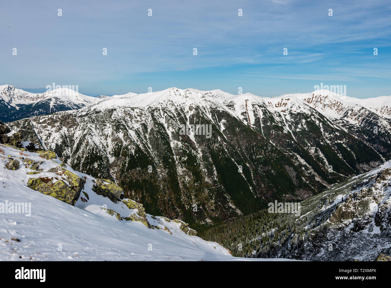 snow covered mountain peaks and tourist trails in slovakia tatra ...