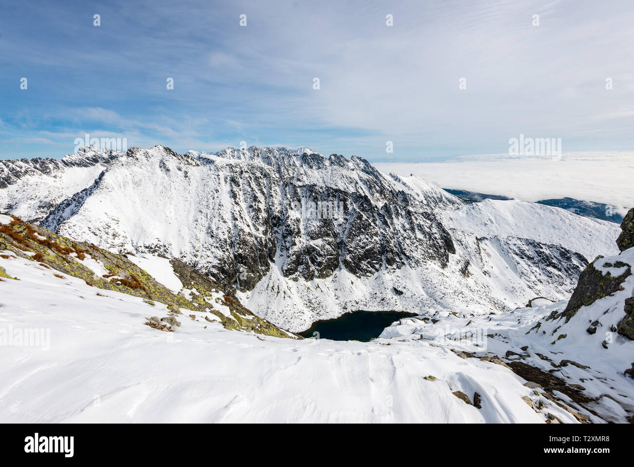 snow covered mountain peaks and tourist trails in slovakia tatra ...