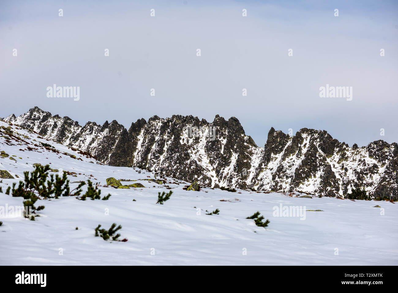 snow covered mountain peaks and tourist trails in slovakia tatra ...