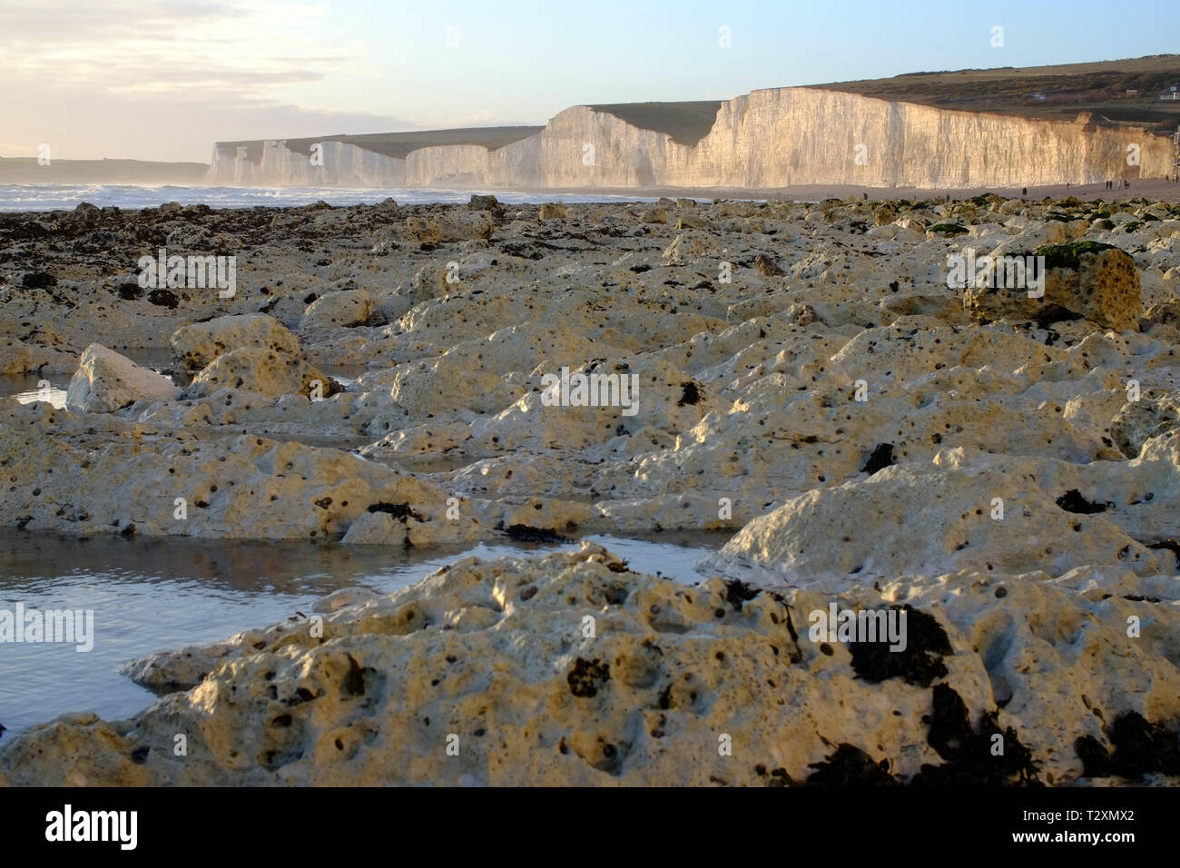 Seven Sisters chalk cliffs near Birling Gap, East Sussex, UK Stock ...