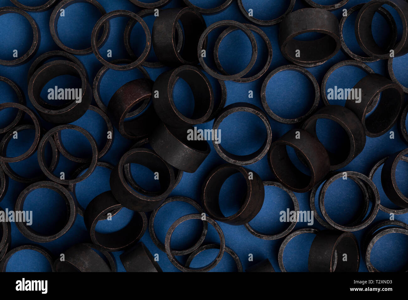 Pex Pipe Crimp Rings with Blue Background Stock Photo - Alamy