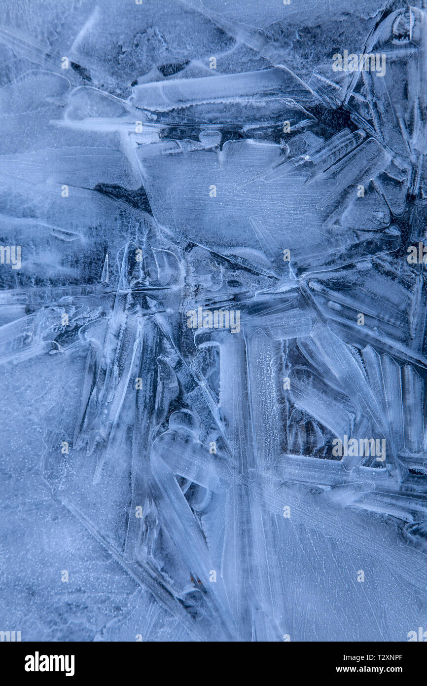 Large ice crystals form on the surface of Alaska's Knik River during a ...
