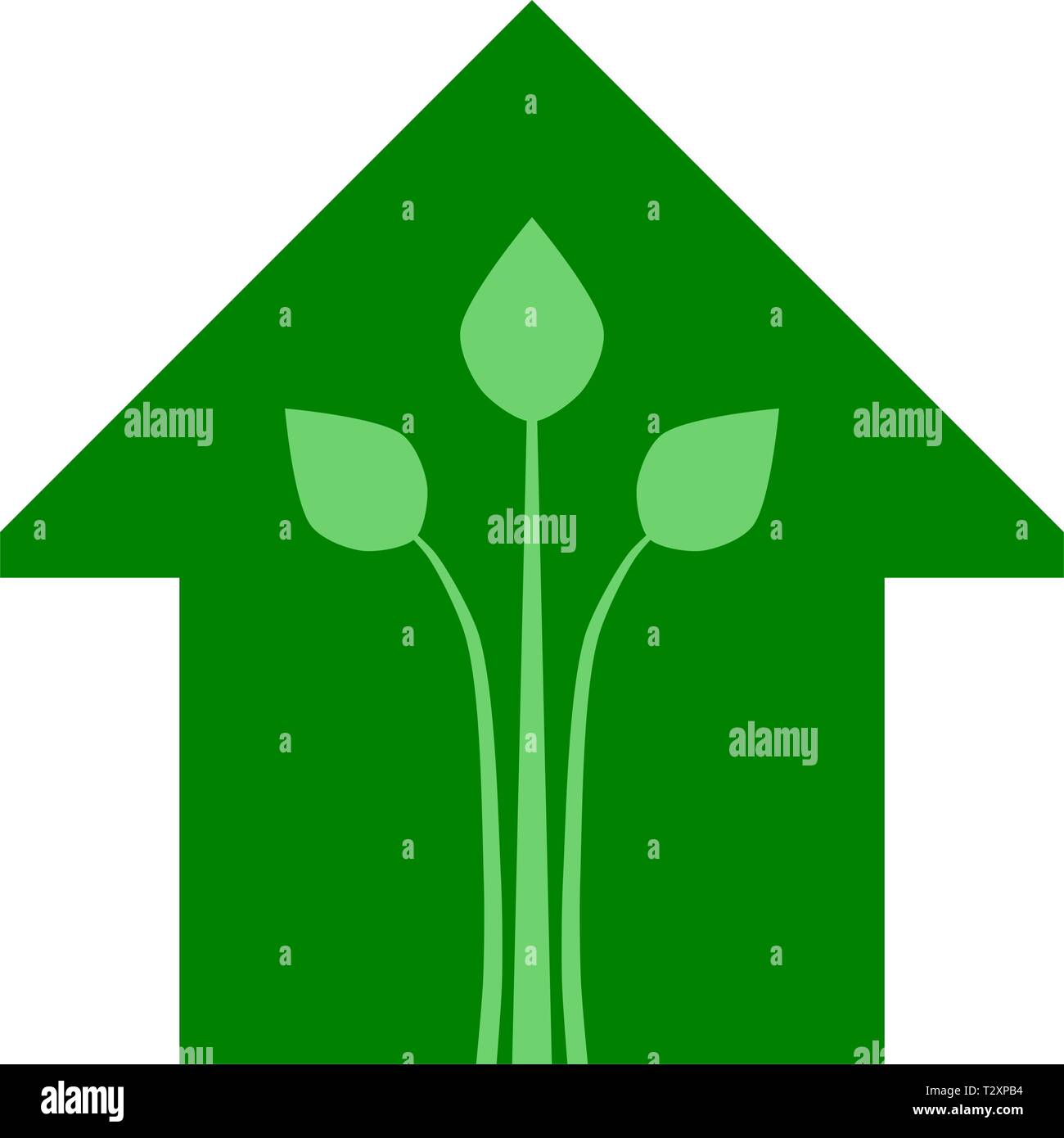 Eco house - green home icon - green, isolated - vector illustration ...
