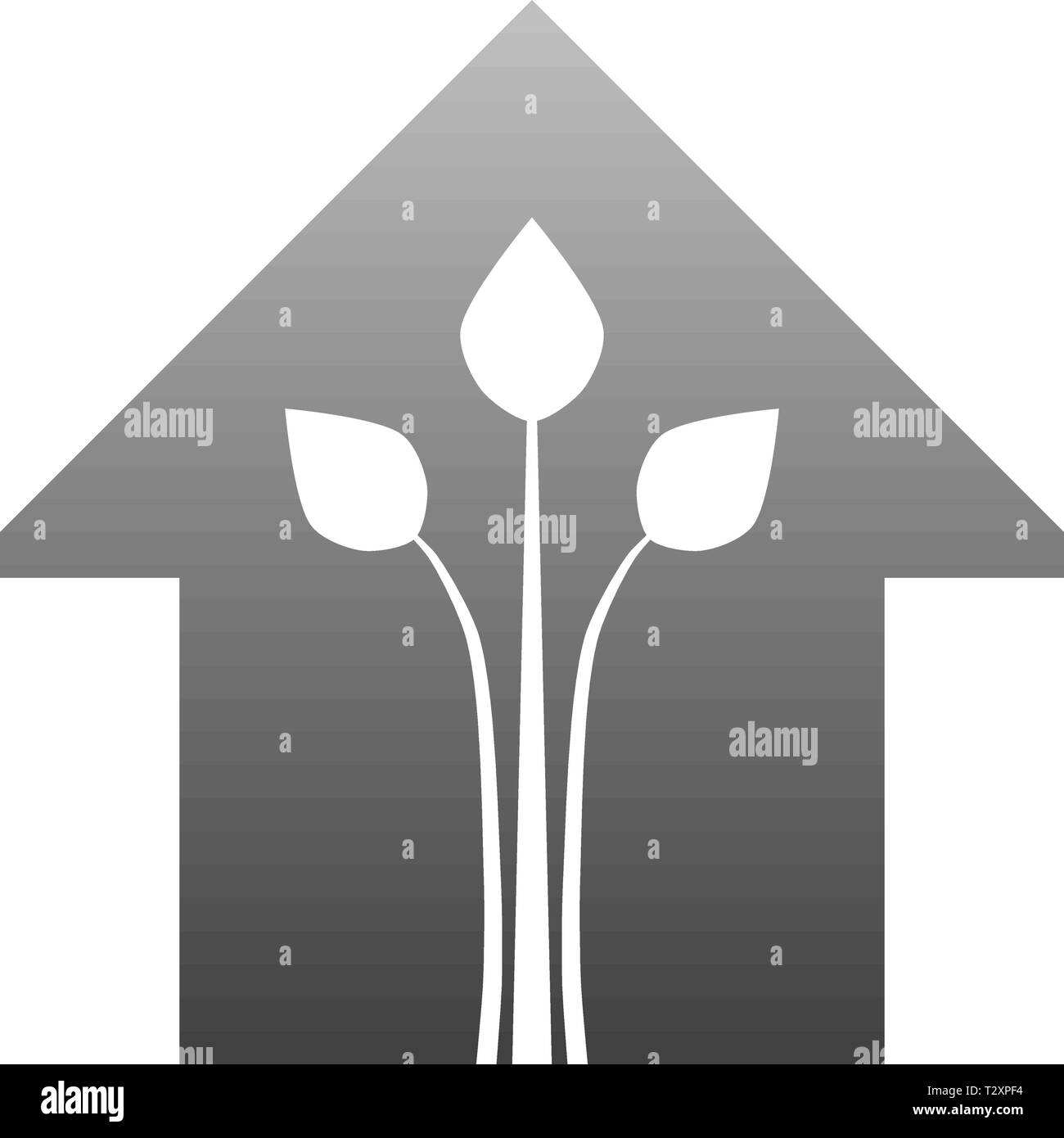 Eco house - green home icon - gray gradient, isolated - vector ...