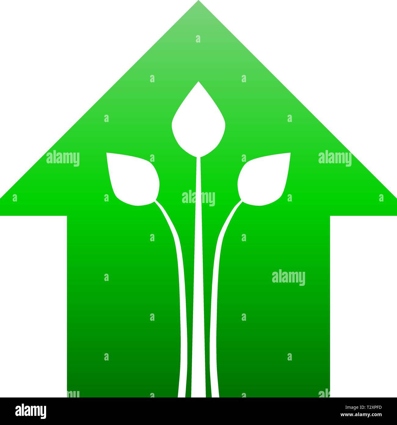Eco house - green home icon - green gradient, isolated - vector ...