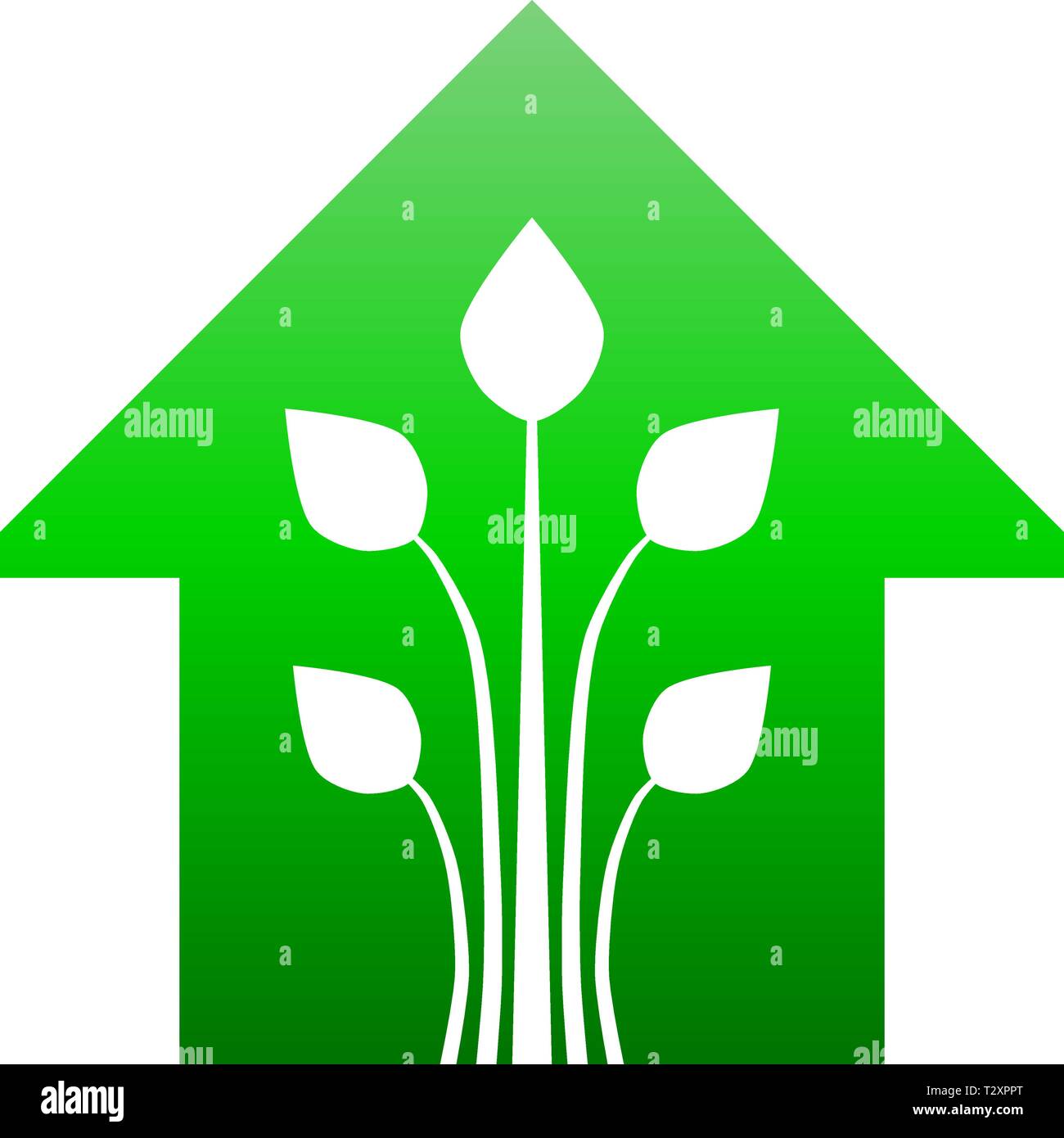 Eco house - green home icon - green gradient, isolated - vector ...
