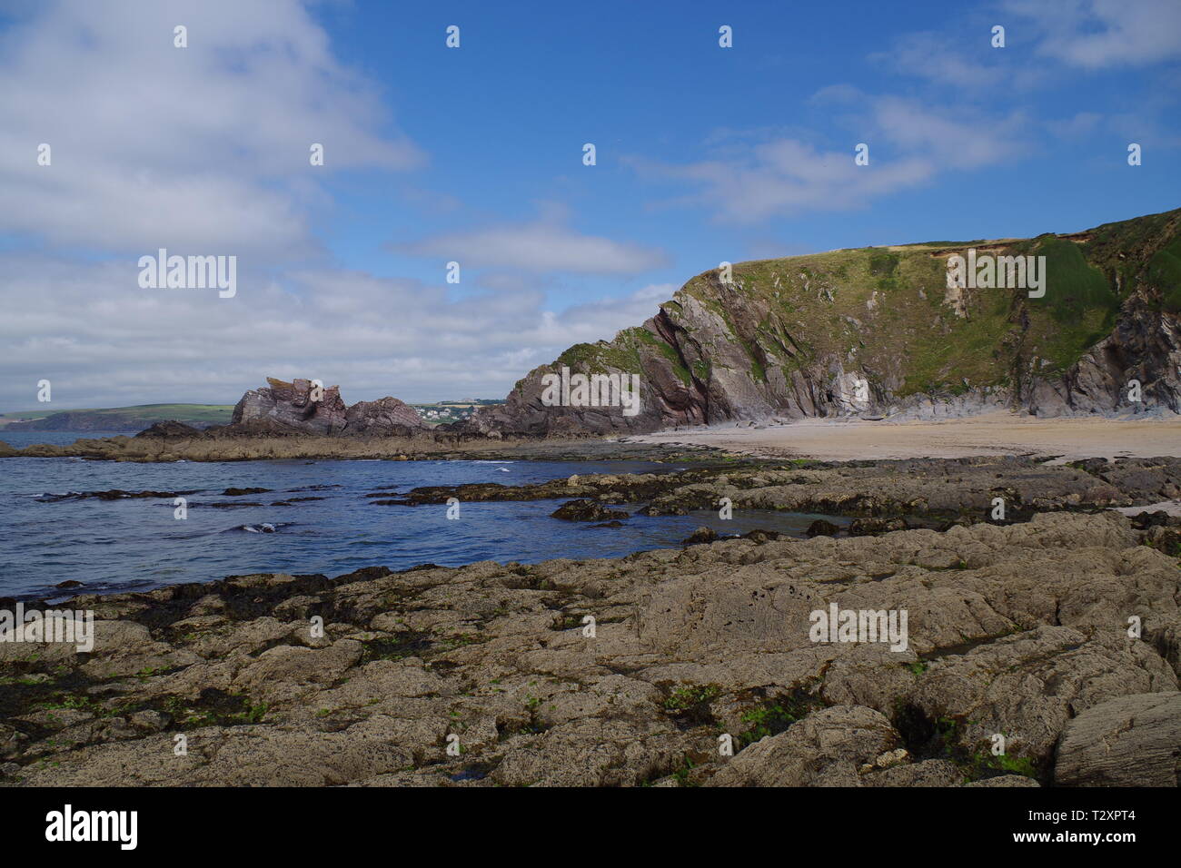 Rugged Rocky Seascape of Devonian Slate Geology, looking towards ...