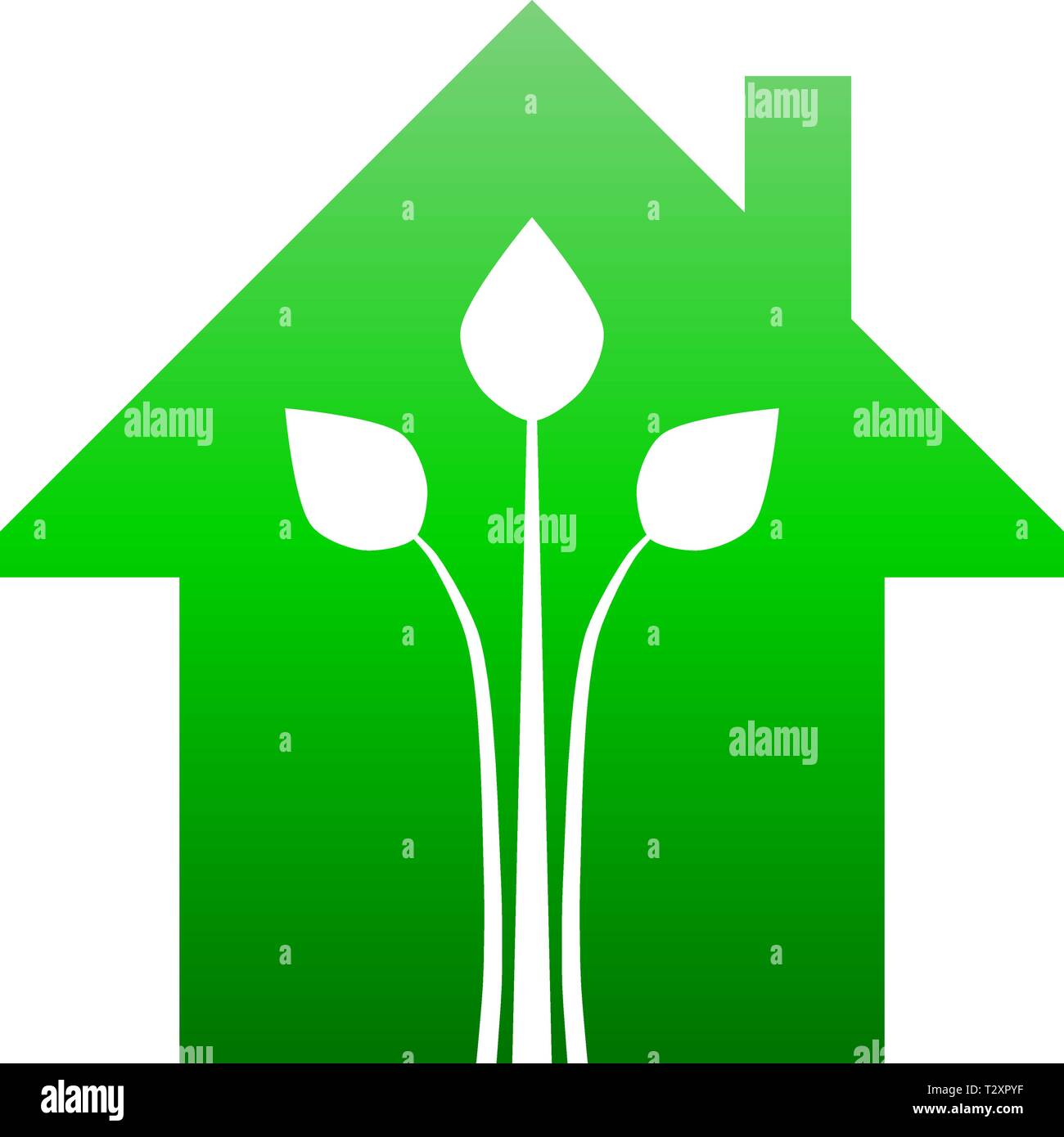 Eco house - green home icon - green gradient, isolated - vector ...