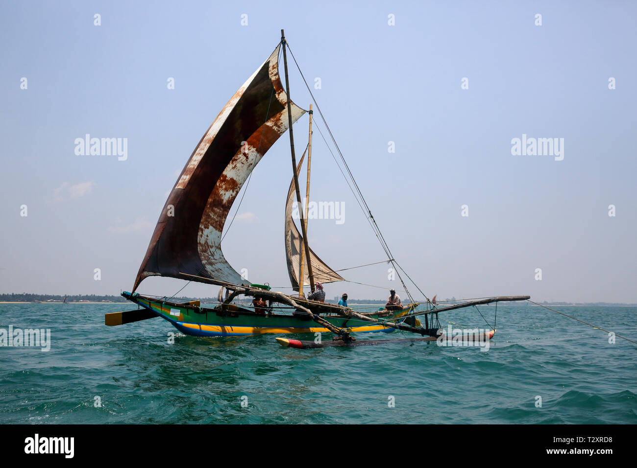 Sri Lankan traditional fishing catamarans in Laccadive Sea at Negombo ...