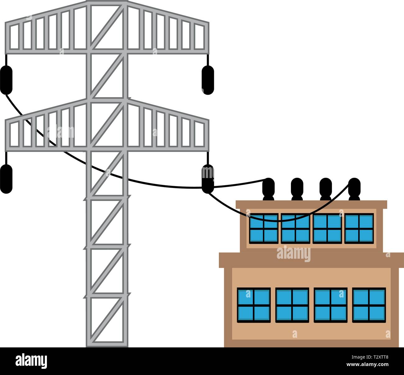 Electricity pylons and power plant. Vector illustration design Stock ...
