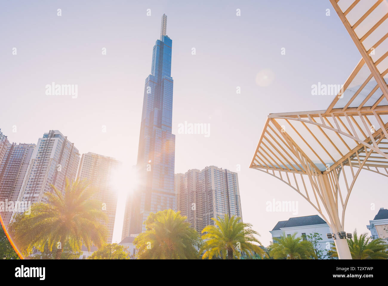 Ho Chi Minh City, Vietnam - February 19, 2019: Landmark 81 with the sun ...