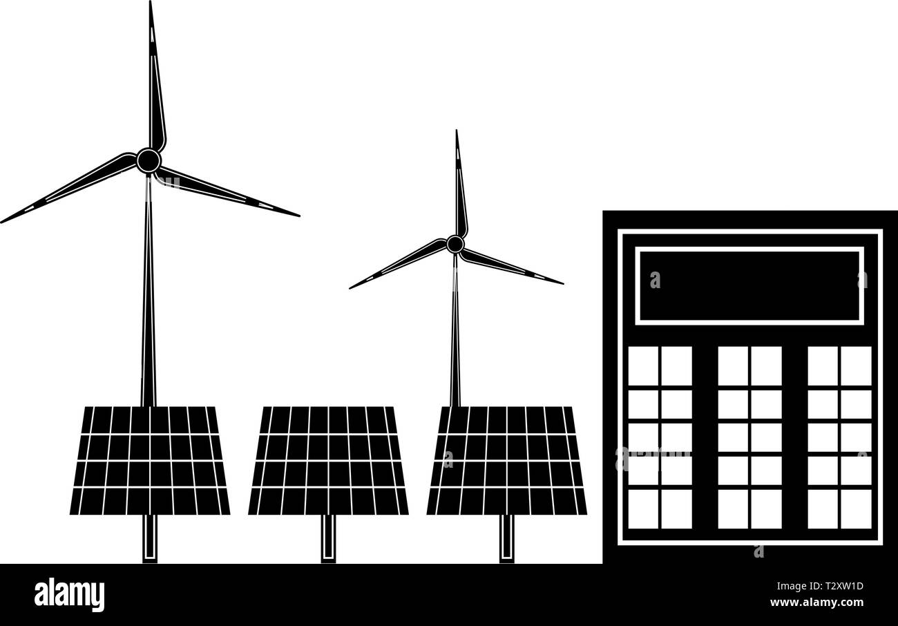 Solar and wind power plant icon. Vector illustration design Stock ...