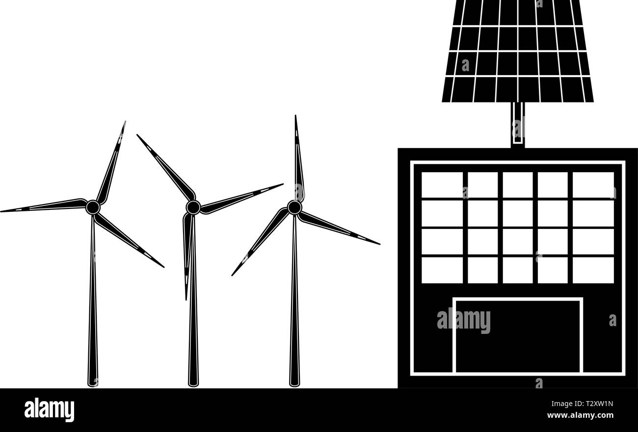 Solar and wind power plant icon. Vector illustration design Stock ...