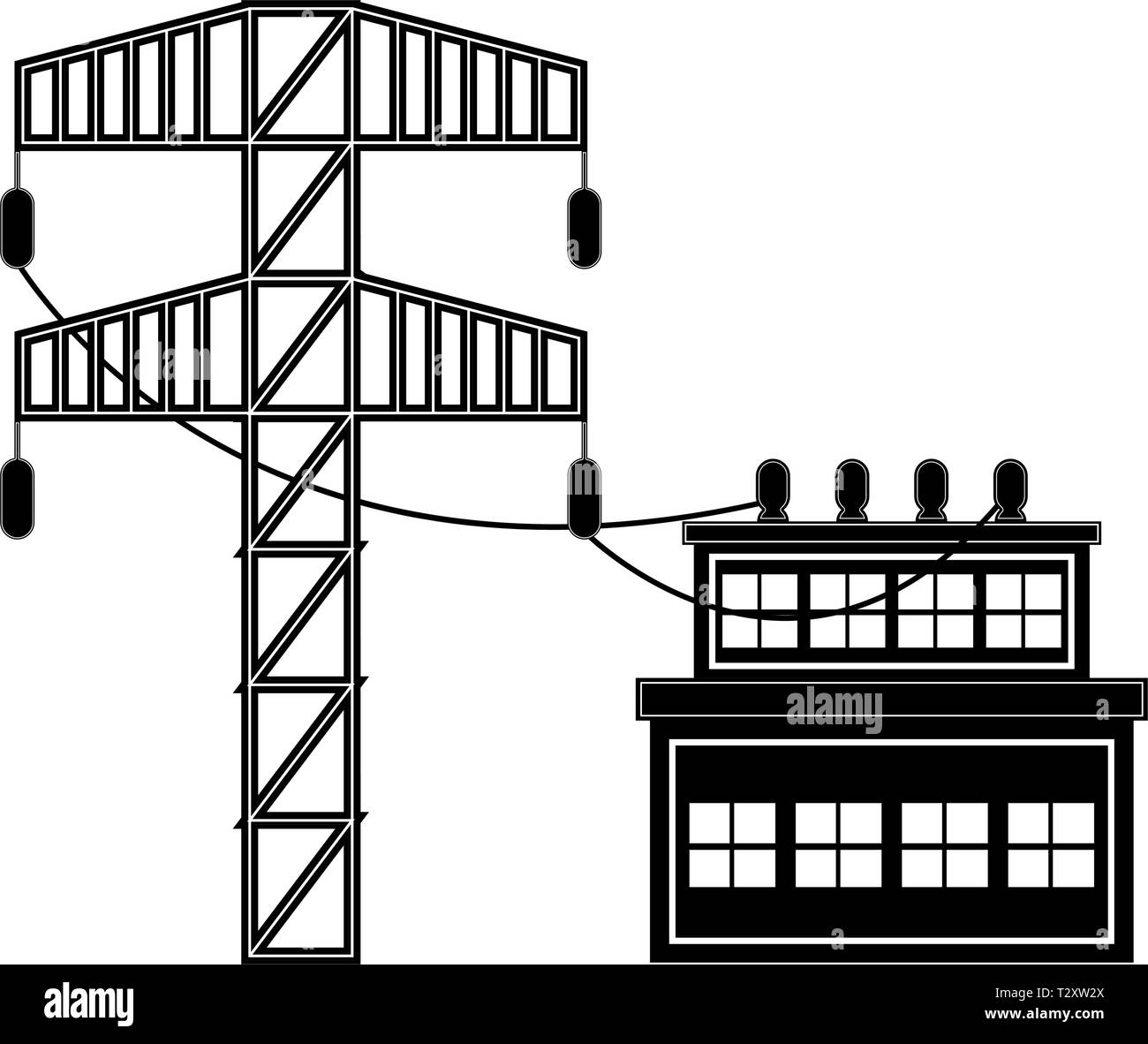 Electricity pylons and power plant icon. Vector illustration design ...