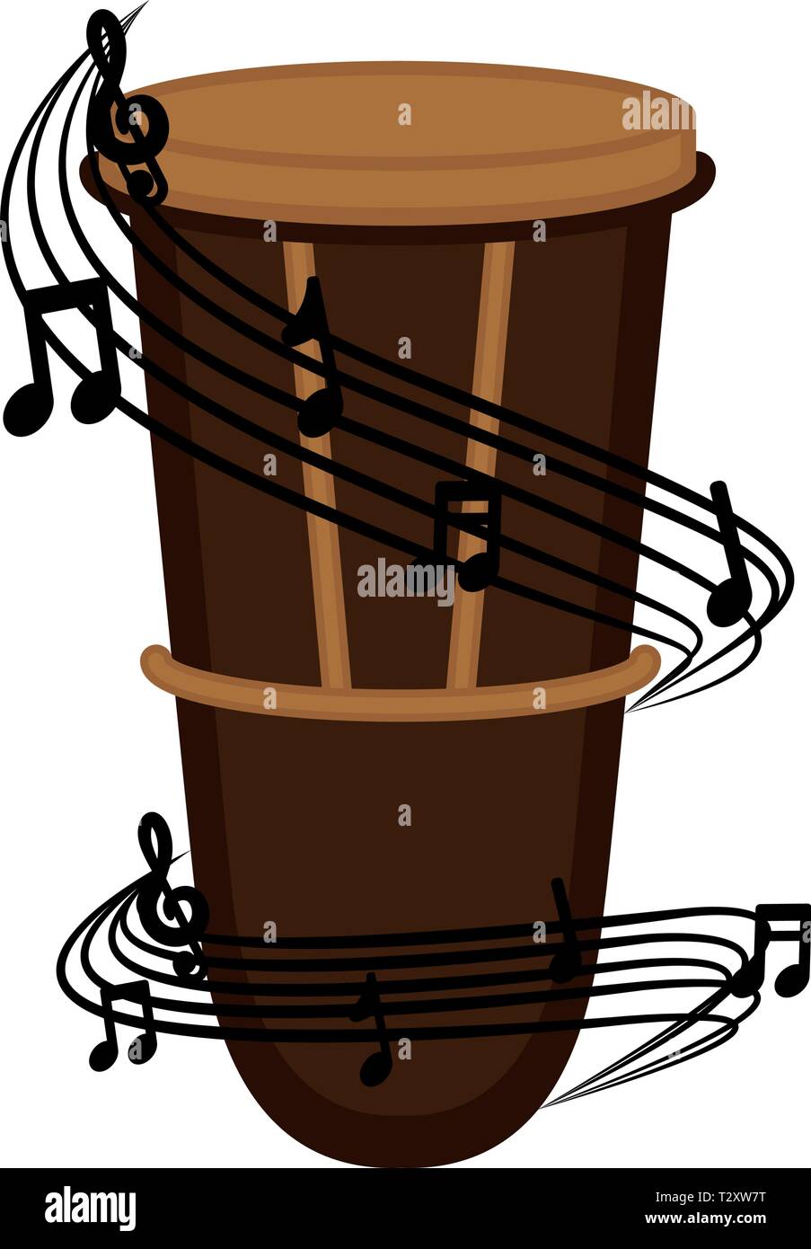 Isolated conga drum with a musical pentagram around. Vector ...