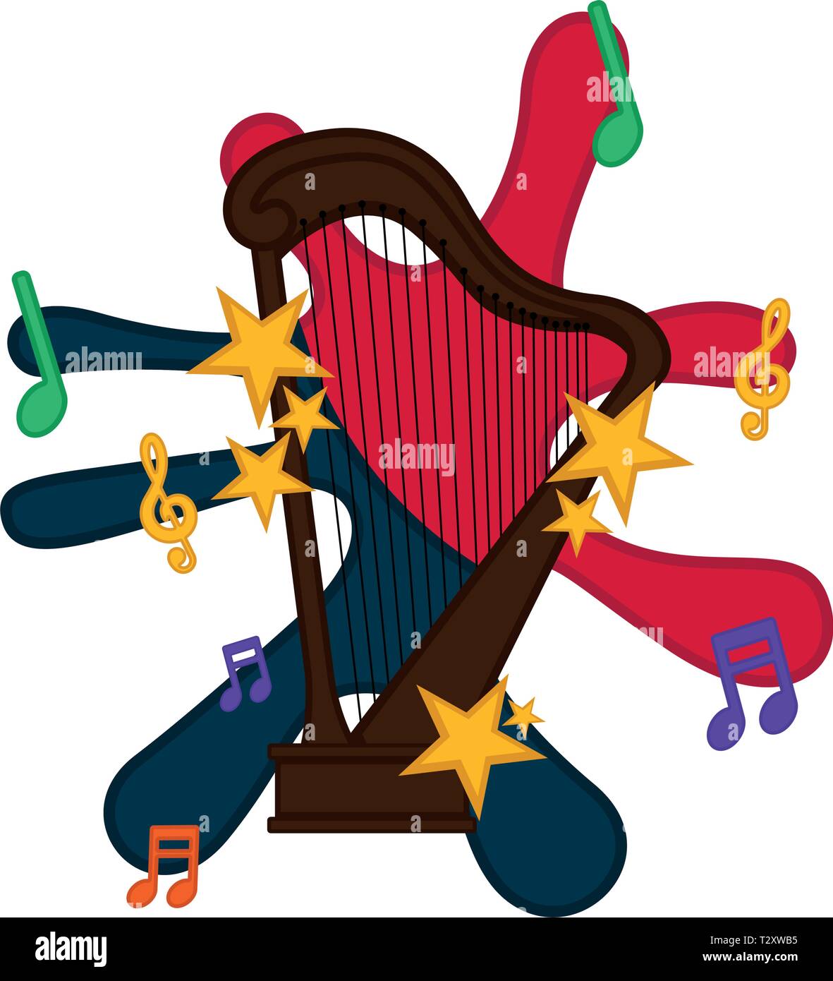 Isolated harp on a colored splash. Vector illustration design Stock ...