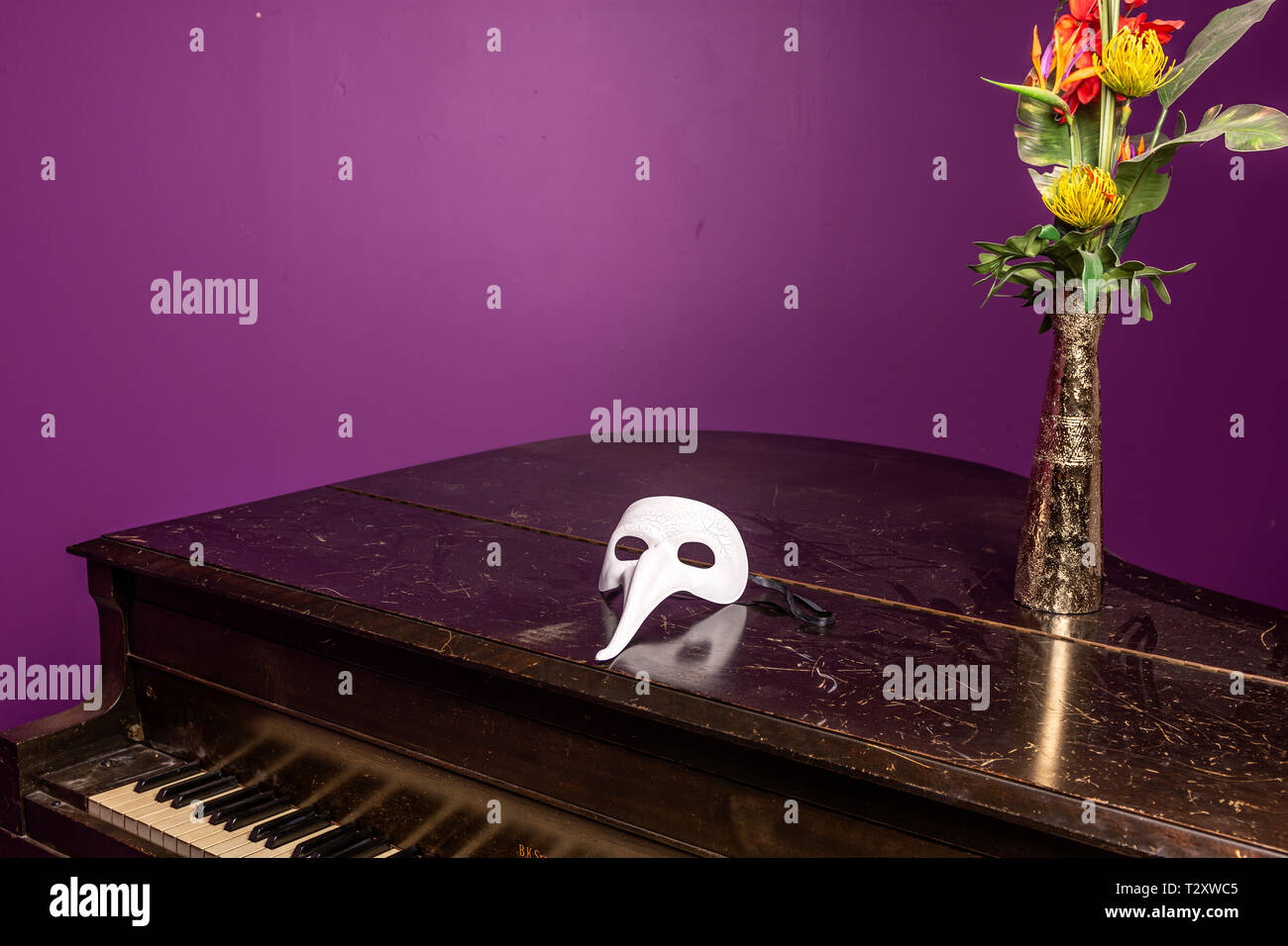 White mask on a piano hi-res stock photography and images - Alamy