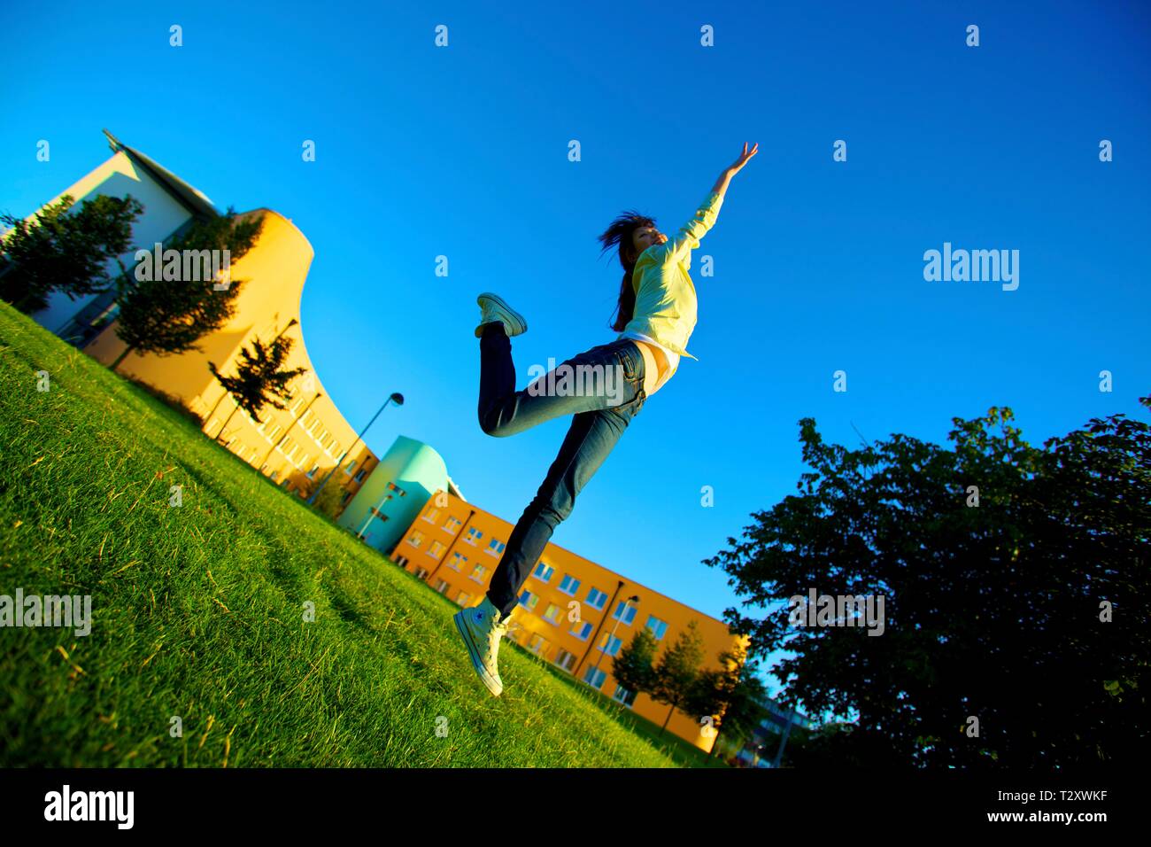 Asian Female Student Celebrating Stock Photo - Alamy